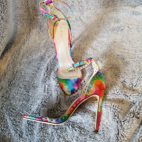 Shoes | Multicolor Studded Stiletto Sandals | Poshmark